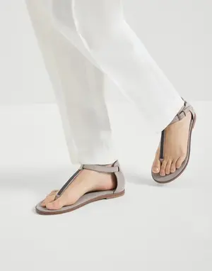 Brunello Cucinelli T-strap Embellished Sandals