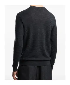 Emporio Armani Waffle-knit Wool Sweater - Black
