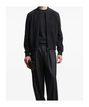 Emporio Armani Waffle-knit Wool Sweater - Black