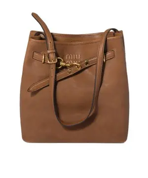Miu Miu Aventure Nappa Leather Bucket Bag - Brown