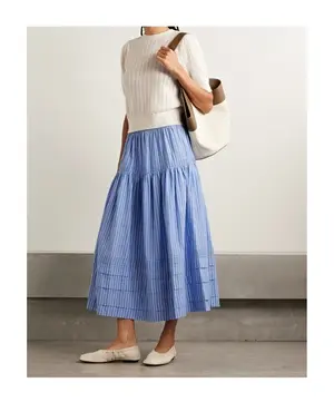 DÔEN Sebastiane Striped Midi Skirt