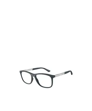 Emporio Armani Rectangular Frame Full Rim Eyeglasses With Logo Detail - Gray
