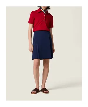 Miu Miu Short-sleeved Polo Shirt With Embroidered Logo - Ruby Red