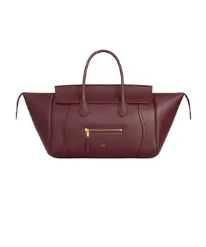 Celine Luggage Bag In Grained Calfskin - Red