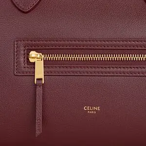 Celine Luggage Bag In Grained Calfskin - Red