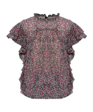 Isabel Marant Étoile Printed Ruffled Short Sleeve Shirt