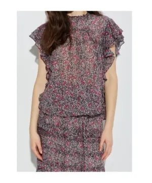 Isabel Marant Étoile Printed Ruffled Short Sleeve Shirt