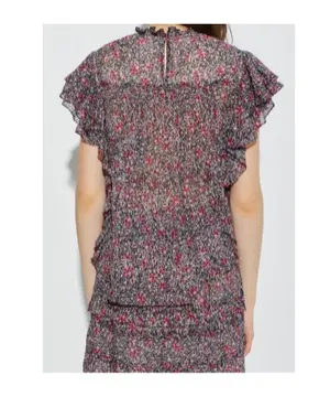 Isabel Marant Étoile Printed Ruffled Short Sleeve Shirt