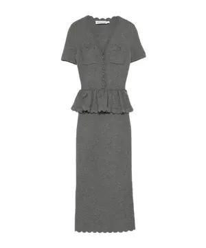 SELF-PORTRAIT Peplum Midi Dress - Grey