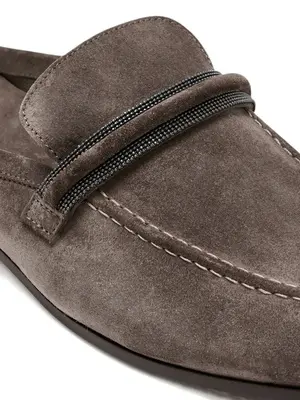Brunello Cucinelli Beaded Embellished Suede Mules