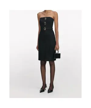SELF-PORTRAIT Strapless Midi Dress With Buckle Detail
