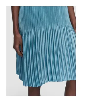 JOSEPH Rida Pleated Satin Dress - Chambray