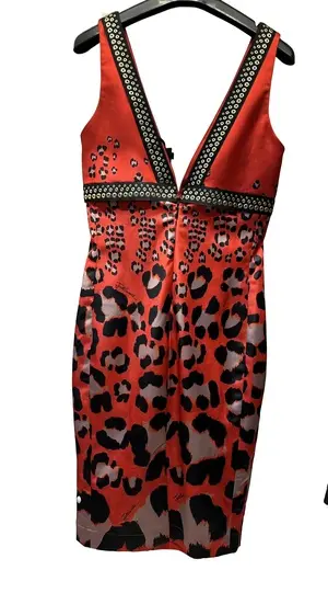 Just Cavalli V-neck Sleeveless Leopard Print Dress