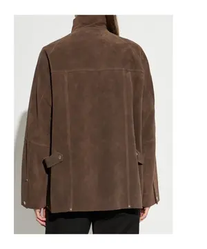 Studio Nicholson Long-sleeved Leather Jacket With Metal Snaps - Brown