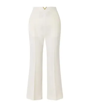 Valentino Garavani Pleated Wide Leg Trousers With V-logo Detail