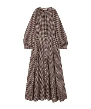 DÔEN Madelaine Checked Organic Cotton-voile Midi Dress - Multicolour