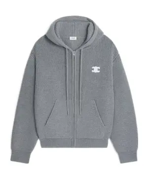 Celine Hooded Wool Cardigan - Medium Gray