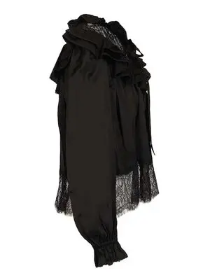 SELF-PORTRAIT Ruffled Lace Blouse - Black
