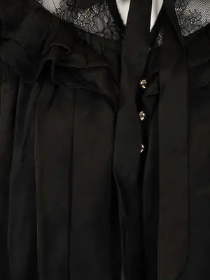SELF-PORTRAIT Ruffled Lace Blouse - Black