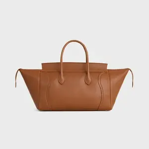 Celine Luggage In Supple Shiny Lambskin - Brown