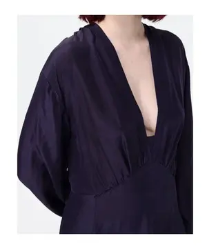FORTE_FORTE Long Sleeve V-neck Dress - Black