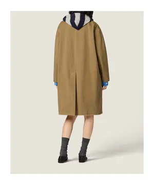 Miu Miu Gabardine Single-breasted Coat With Detachable Belt - Khaki