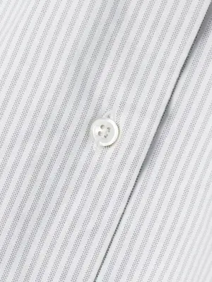 Thom Browne Cropped Striped Cotton Oxford Shirt With Poplin Bow Detail