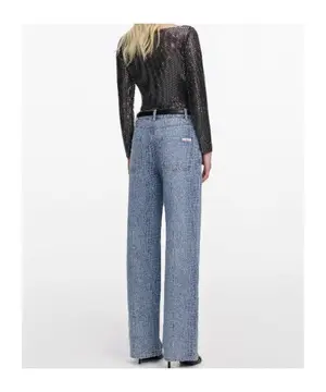 SELF-PORTRAIT Crocodile-effect High Waist Straight Leg Jeans