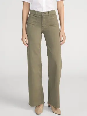 FRAME Le Slim Palazzo Modernist Pocket Jeans - Grasshopper