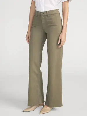 FRAME Le Slim Palazzo Modernist Pocket Jeans - Grasshopper