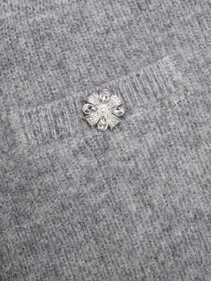 SELF-PORTRAIT Embellished Knitted Mini Skirt - Grey