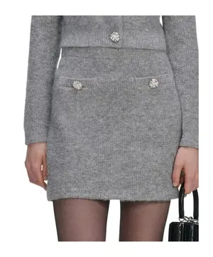 SELF-PORTRAIT Embellished Knitted Mini Skirt