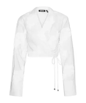 ROTATE BY BIRGER CHRISTENSEN V-neck Wrap Shirt With Lace-up Detail - No