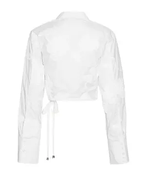 ROTATE BY BIRGER CHRISTENSEN V-neck Wrap Shirt With Lace-up Detail - No