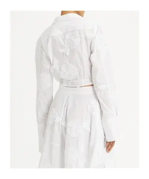 ROTATE BY BIRGER CHRISTENSEN V-neck Wrap Shirt With Lace-up Detail - No