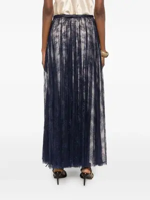 Alberta Ferretti Lace Pleated Maxi Skirt