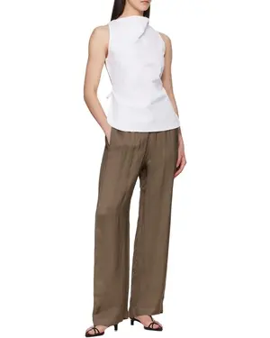 RÓHE Mini-check Drawstring Wide-leg Trousers - Brown Grid