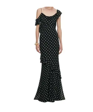SELF-PORTRAIT Polka Dot Georgette Maxi Dress