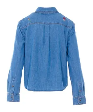 Rixo Edaline Chambray Shirt With Embroidery