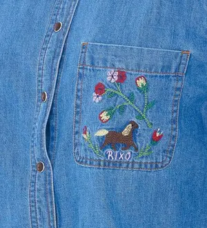 Rixo Edaline Chambray Shirt With Embroidery