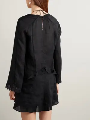 Isabel Marant Étoile Liya Lace-trimmed Embroidered Mini Dress