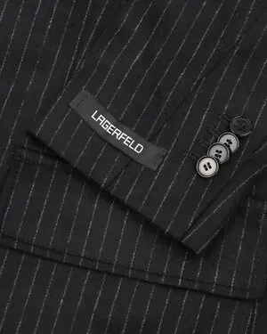 Karl Lagerfeld Striped Single-breasted Suit Jacket - Black