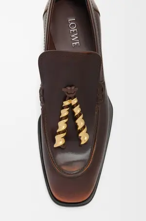 Loewe Edge Tassel Slip-on Loafers In Hand-brushed Calfskin - Brown