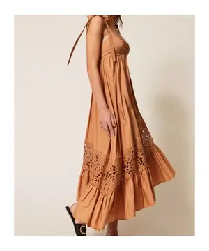 TWINSET Macramé Asymmetrical Maxi Dress