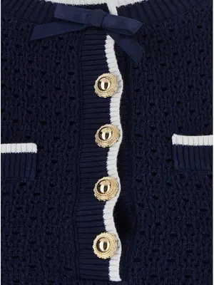 SELF-PORTRAIT Navy Bow Knit Mini Dress