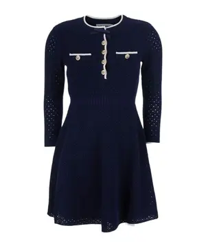 SELF-PORTRAIT Bow Knit Mini Dress - Navy