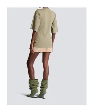 Balmain Club Print T-shirt With Drawstring Detail - Green