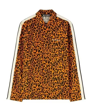 Palm Angels Cheetah-printed Stripe Detailed Track Shirt
