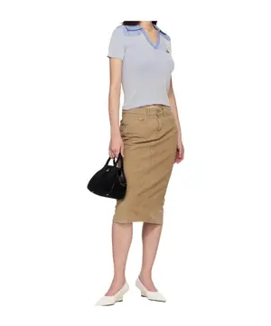VIVIENNE WESTWOOD Striped Knit V-neck Polo Top - Gray