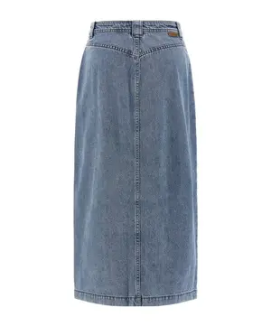 Zimmermann Denim Midi Skirt With Button Front And Belt Loops - Blue